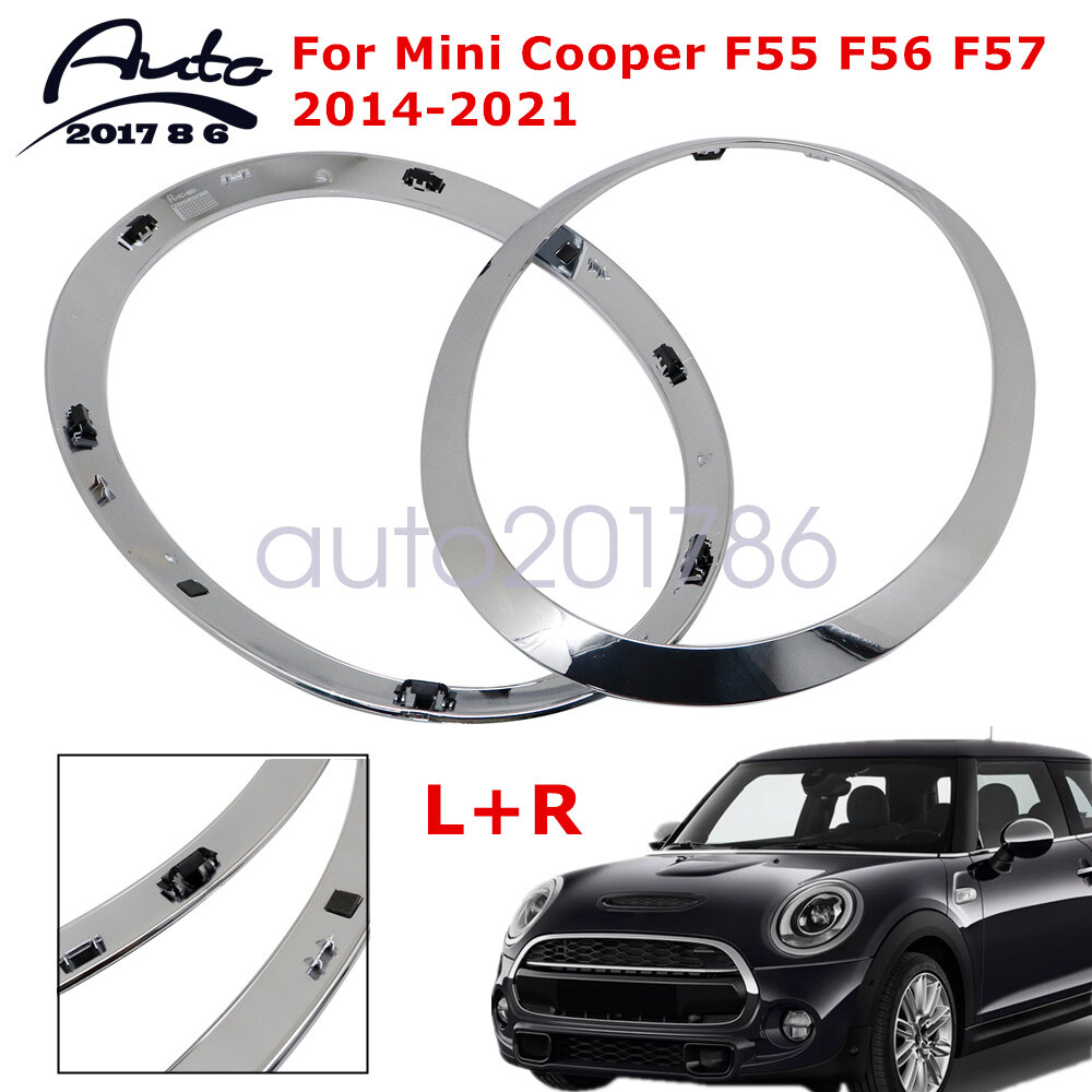 2x Chrome Headlight Ring Bezel Cover Trim FOR Mini Cooper F55 F56 F57 ...