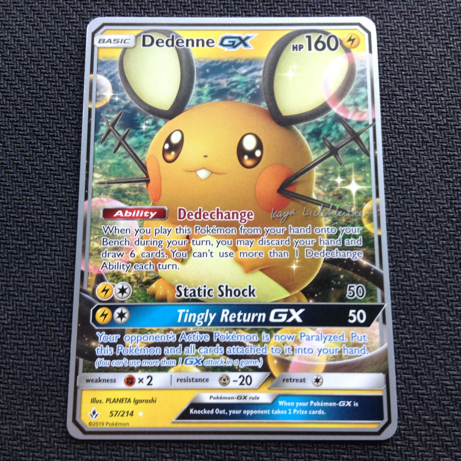 Pokemon x2 DEDENNE GX 57/214 2019 WORLD CHAMPIONSHIP NON HOLO PROMO ...