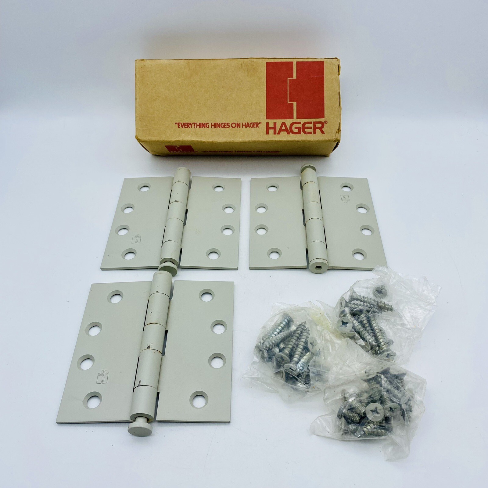 NEW Box of 3 Hager 1279 4 x 4 USP Full Mortise Satin Nickel Hinge 08585 ...