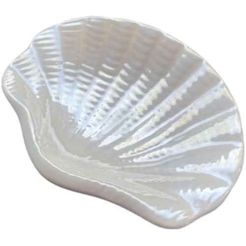 Ceramic Ocean Seashell Soap Dish, for Bathroom,Tub and Kitchen Sink-Wh ...