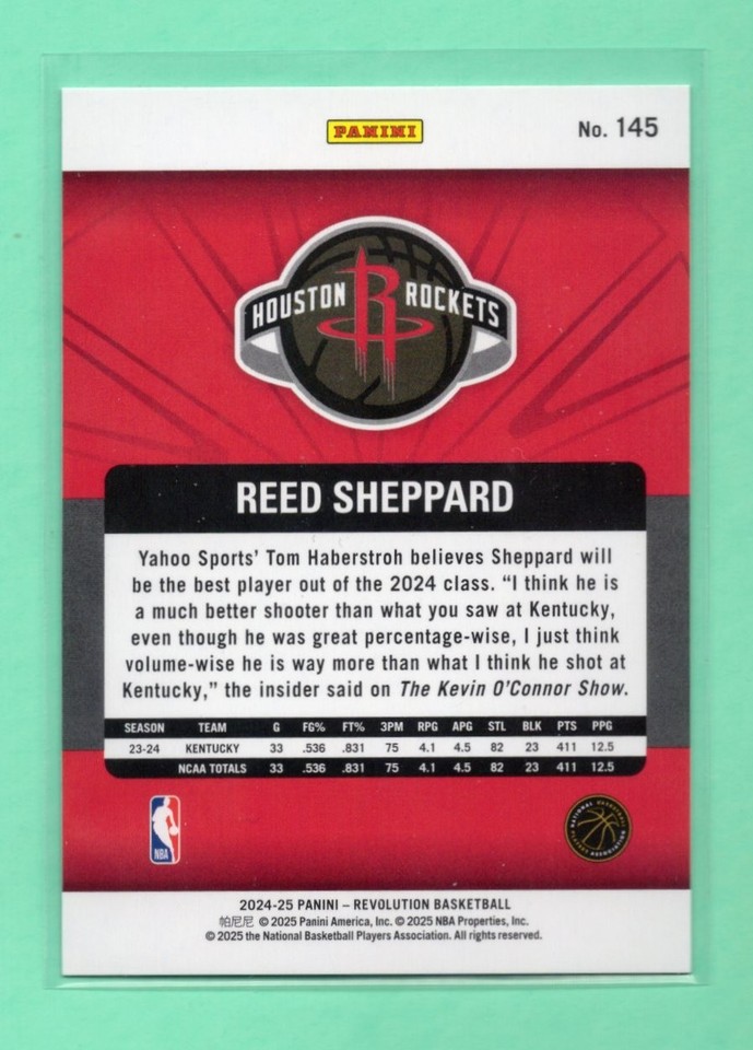 2024-25 Panini Revolution Reed Sheppard #145 Rookie Card | eBay
