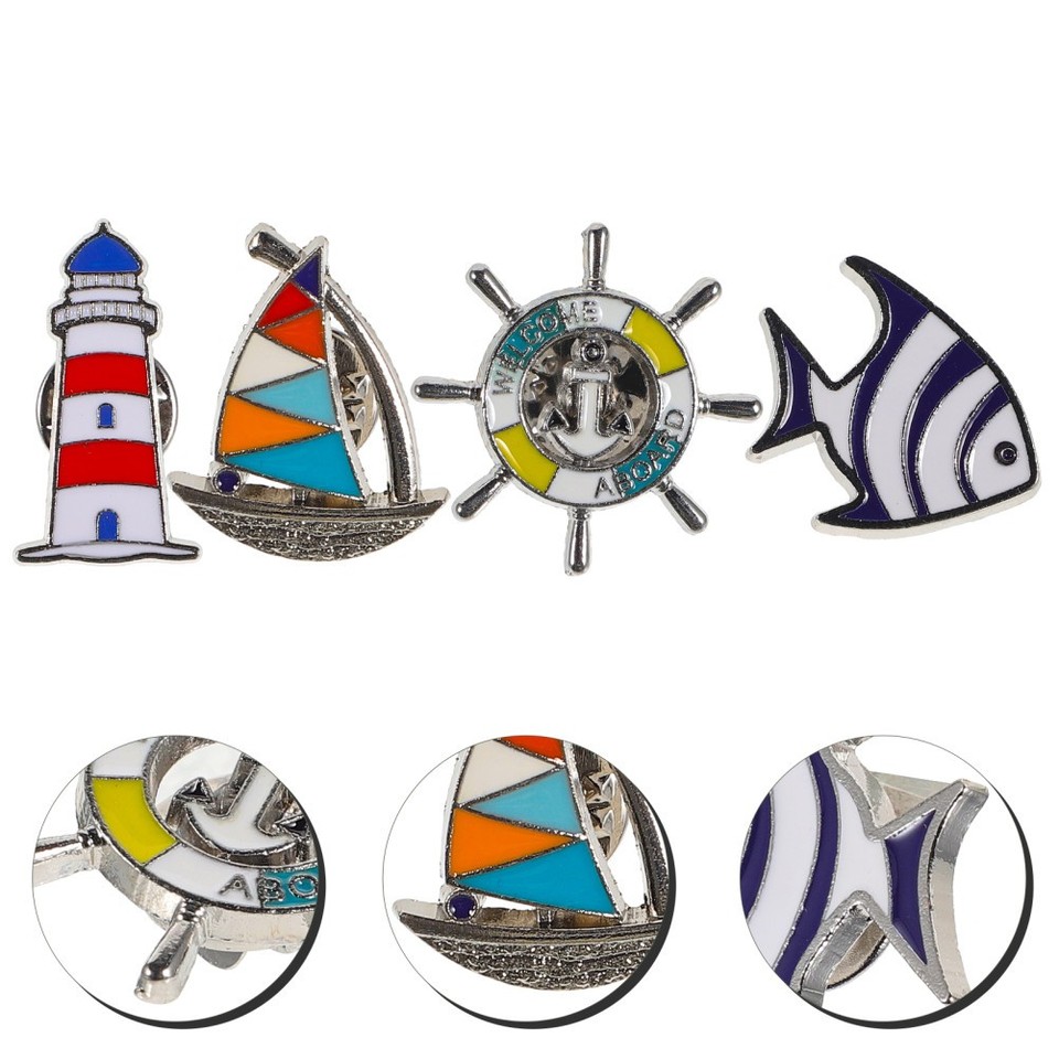 2 PCS Funny Cartoon Animal Pin Charms for Necklaces Enamel Badges Boat ...
