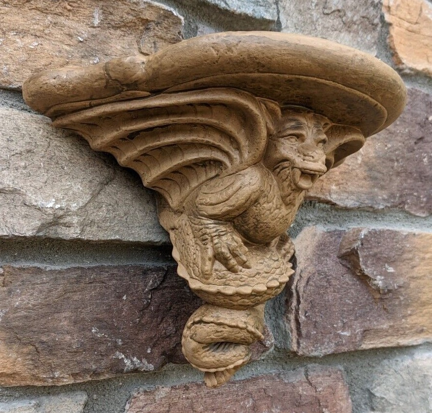 Gargoyle Wall Sconce 8" tall hand made dragon mythical shelf Bracket ...