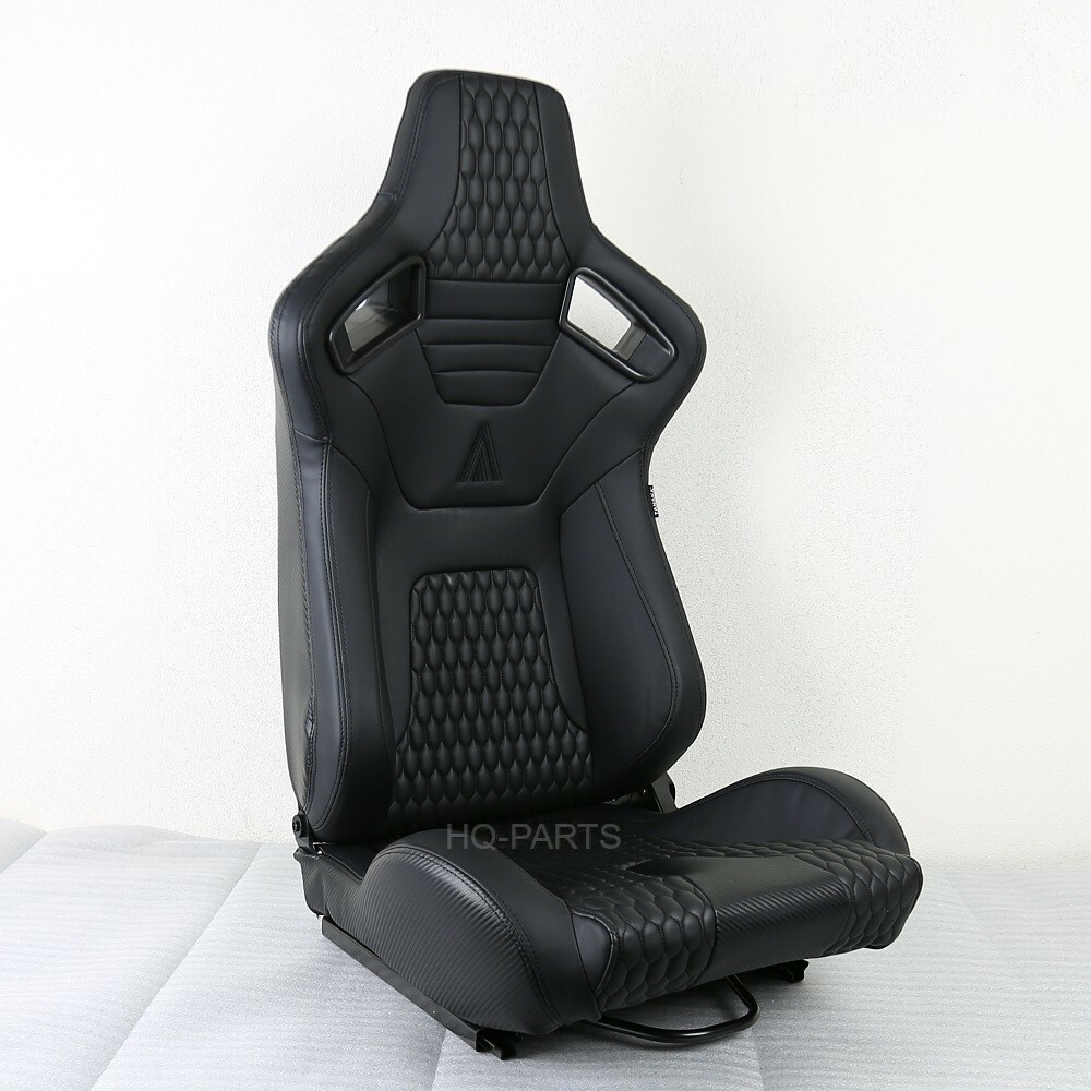 2 X TANAKA PREMIUM BLACK CARBON PVC LEATHER RECLINABLE RACING SEATS FOR ...