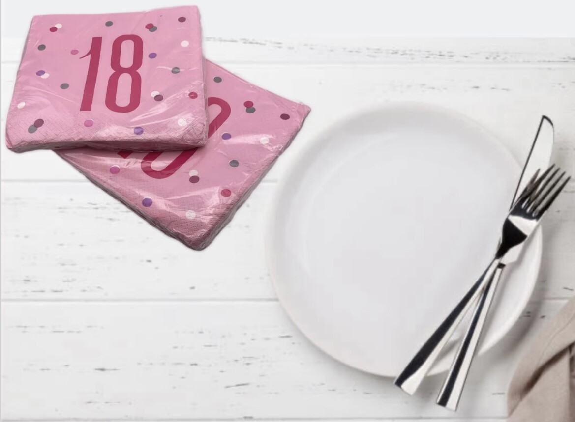 Happy 18th birthday glitz pink silver party decorations & table ...