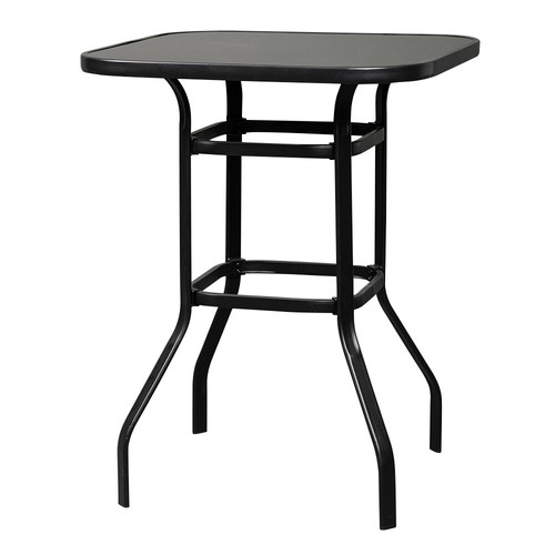 Wrought Iron Outdoor High Bar Table Glass Top Patio Furniture Black | eBay