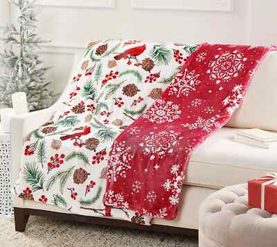 Kringle Express Oversized Set of 2 Printed Holiday Throws Snow ...