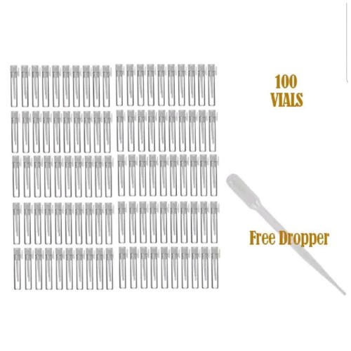 100 Pcs Glass Perfume Sample Vials, 1 ml Small Bottles 8X35 mm Vials ...