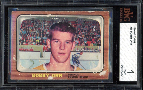 1966-1967 Topps Bobby Orr Rookie Bruins Card #35 RC - Certified BVG 1 ...