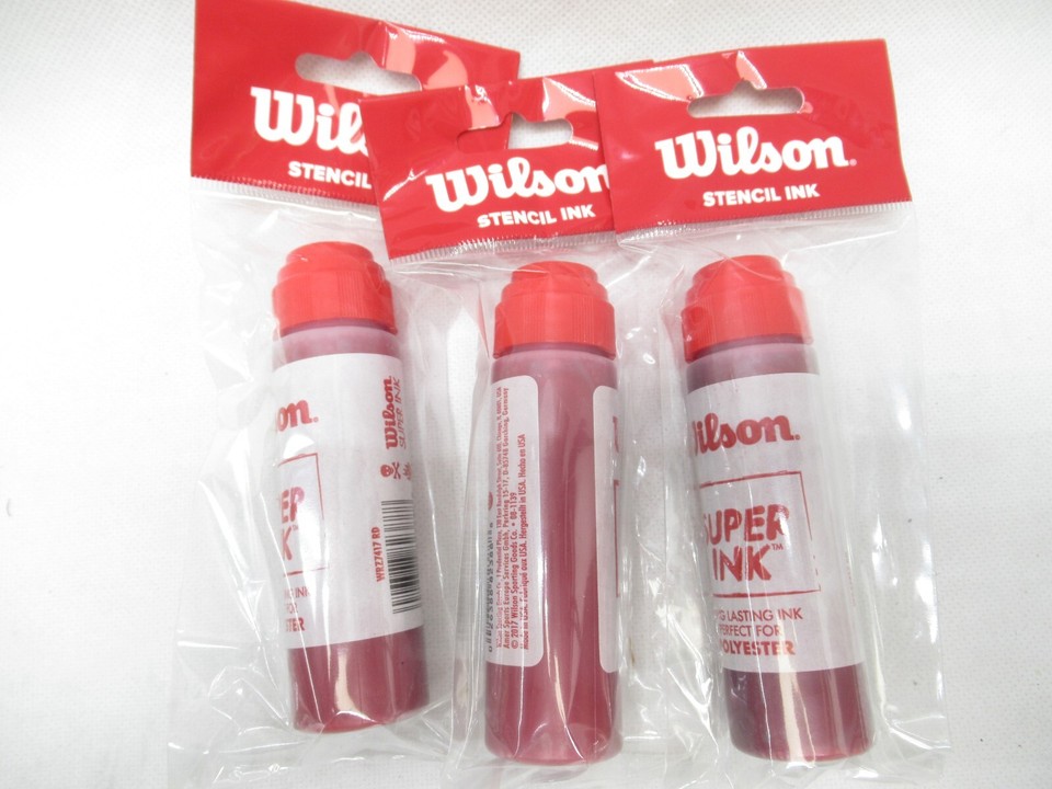 3 BOTTLES: WILSON TENNIS/SQUASH/RACQUETBALL RACQUET STENCIL INK (RED) # ...