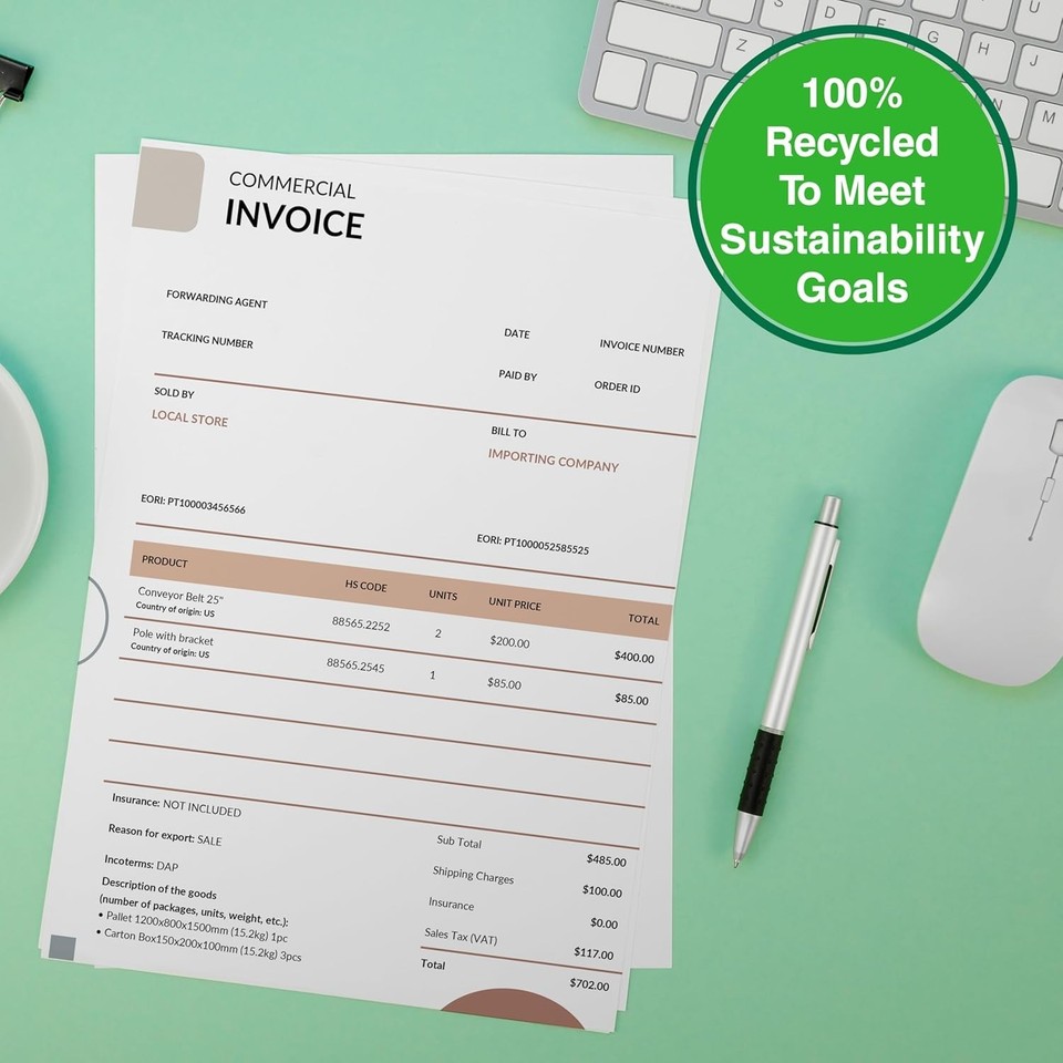 100% Recycled Printer Paper 8.5" x 11" White - 20 lb Copy ...