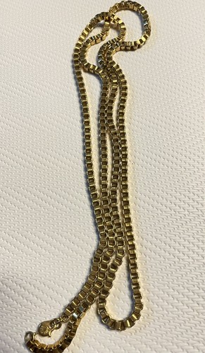 MONET GOLD TONE BOX CHAIN NECKLACE HEAVY 34" vintage | eBay