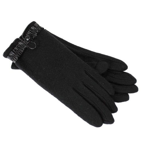DENTS Womens Soft Feel Fleece Gloves w/ Ruffle Cuff & Button - Black ...
