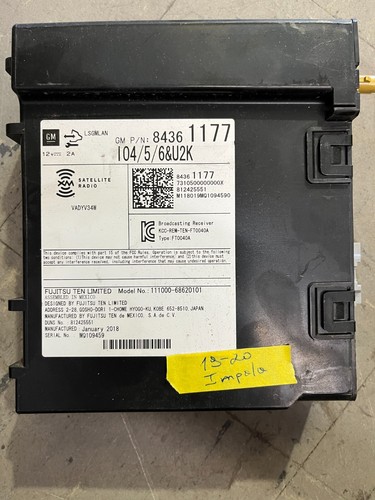 2018-2020 CHEVROLET TRAVERSE RADIO RECEIVER COMPUTER CONTROL MODULE ...