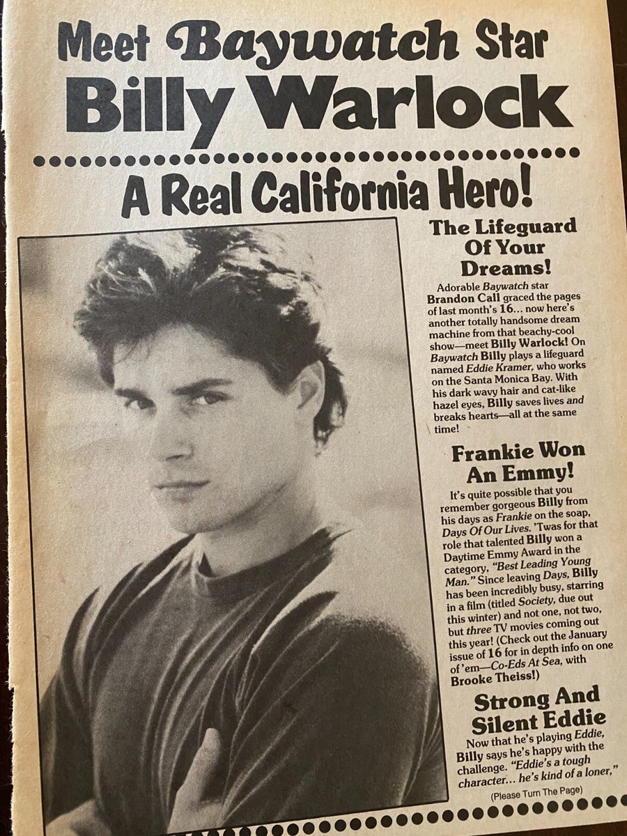 Billy Warlock Baywatch BILLY WARLOCK Agency Photo GENERAL HOSPITAL
