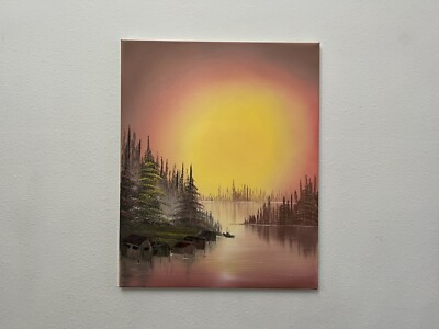 Bob Ross style autumn Fishing landscape painting “Fisherman’s Paradise ...