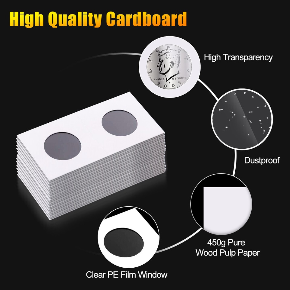200 Assorted Coin Holders 2X2 Cardboard Mylar Flips You Pick Size New 4 ...