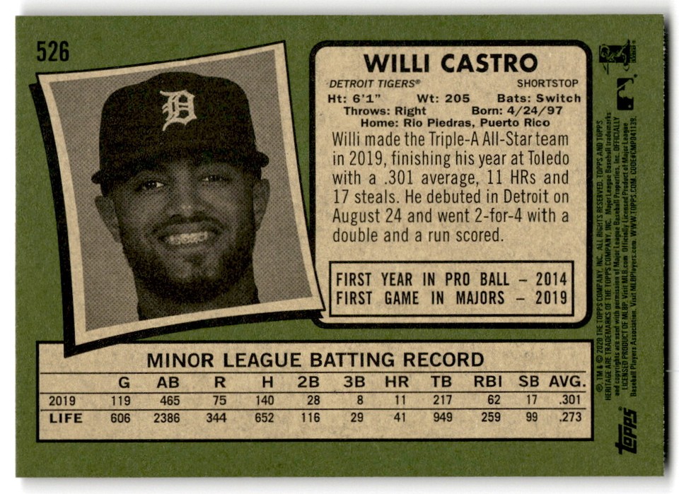 2020 Topps Heritage #526 Willi Castro base | eBay