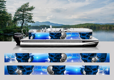 WRAPPING PONTOON REPLACEMENT GRAPHICS KIT DECAL STICKERS BOATS SKULLS ...