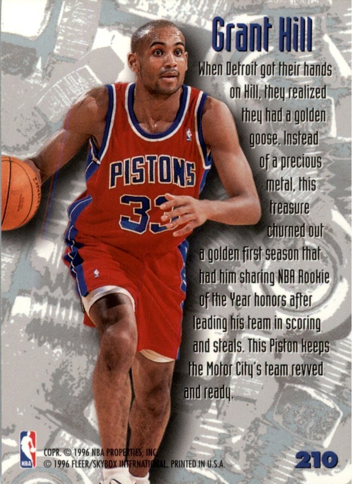 1995-96 Fleer Metal Basketball Grant Hill Nuts & Bolts #210 Pistons ...