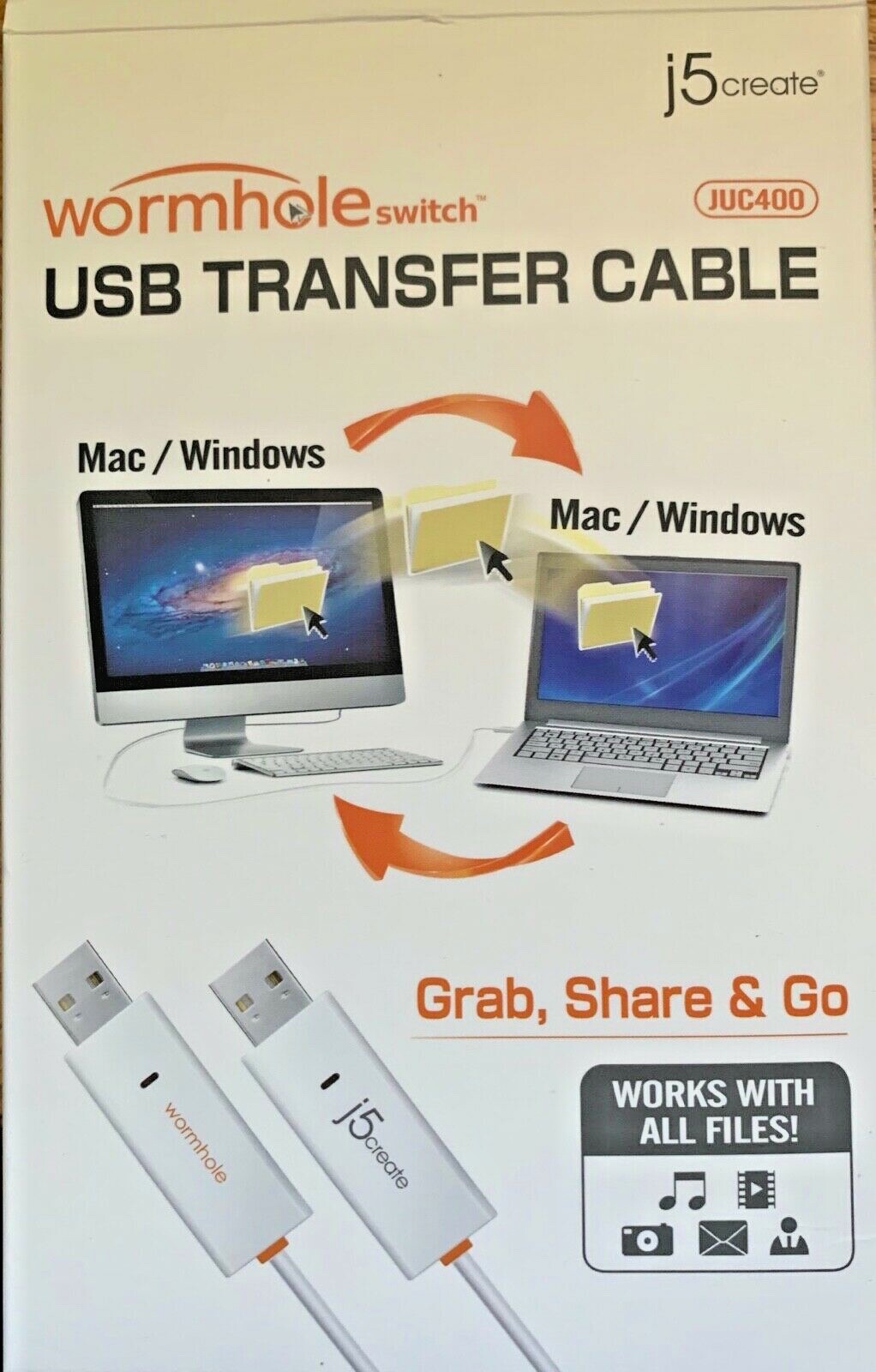 J5 Create Wormhole Switch USB Transfer Cable JUC400 - Grab, Share & Go ...