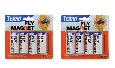 TERRO Fly Magnet T510 Sticky Fly Paper Trap (4 ROLLS PER PACK) (2-Pack ...