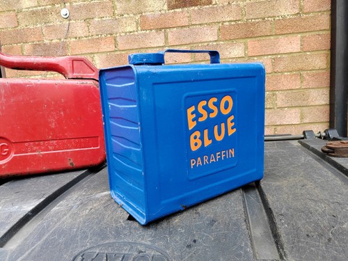 VINTAGE PETROL JERRY CAN ESSO BLUE PARAFFIN | eBay