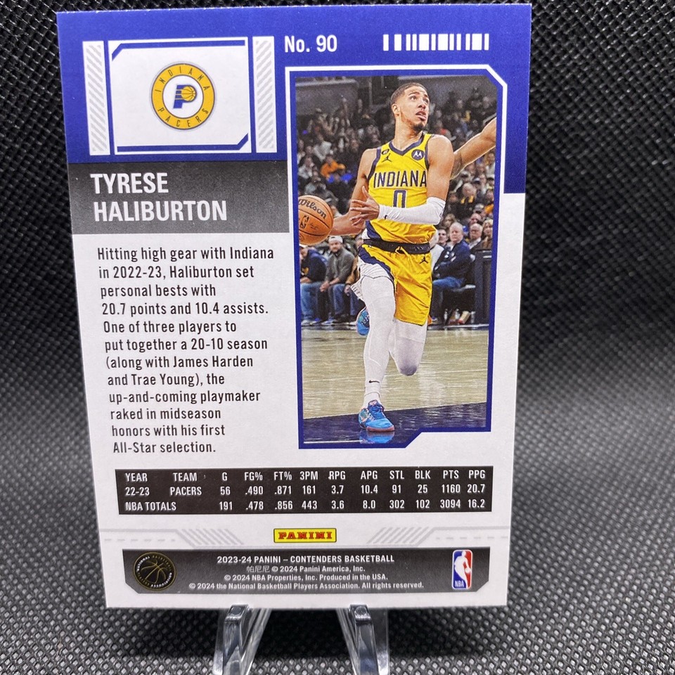 2023-24 Contenders Tyrese Haliburton Season Ticket No. 90 Indiana ...