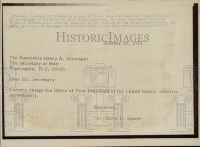 1973 Press Photo Copy of Former Vice President Spiro Agnew's ...