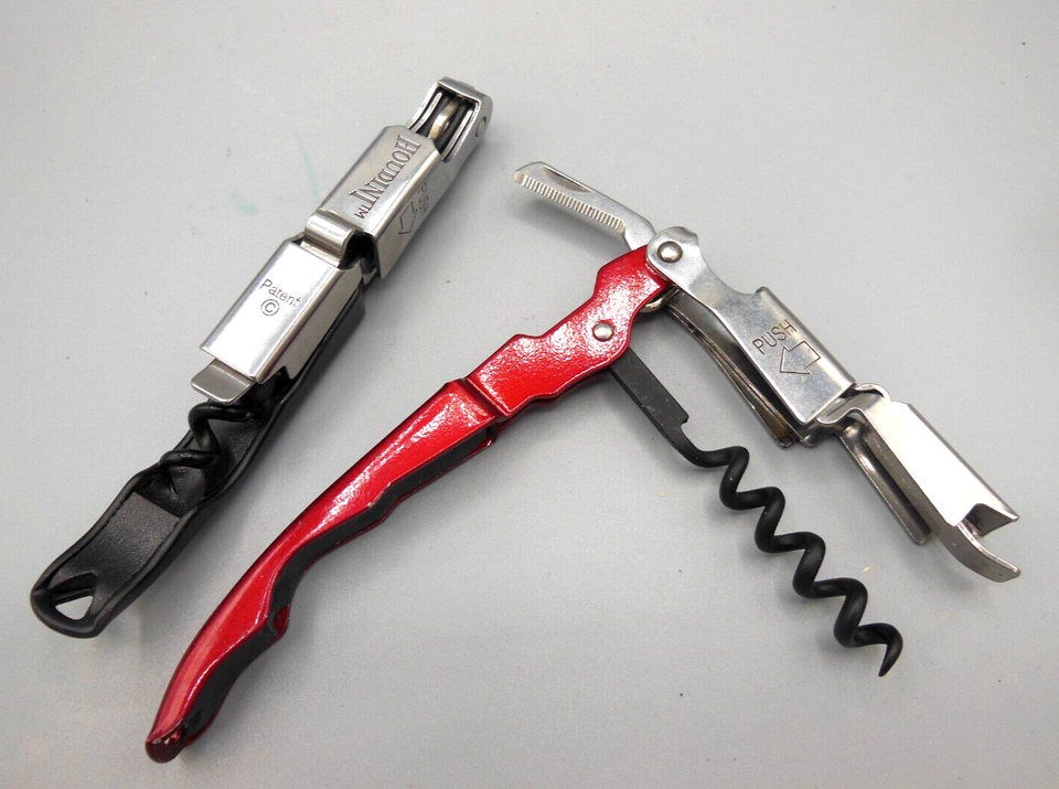 2 Houdini by Rabbit Double Hinged Waiter's Corkscrew, Stainless Steel ...