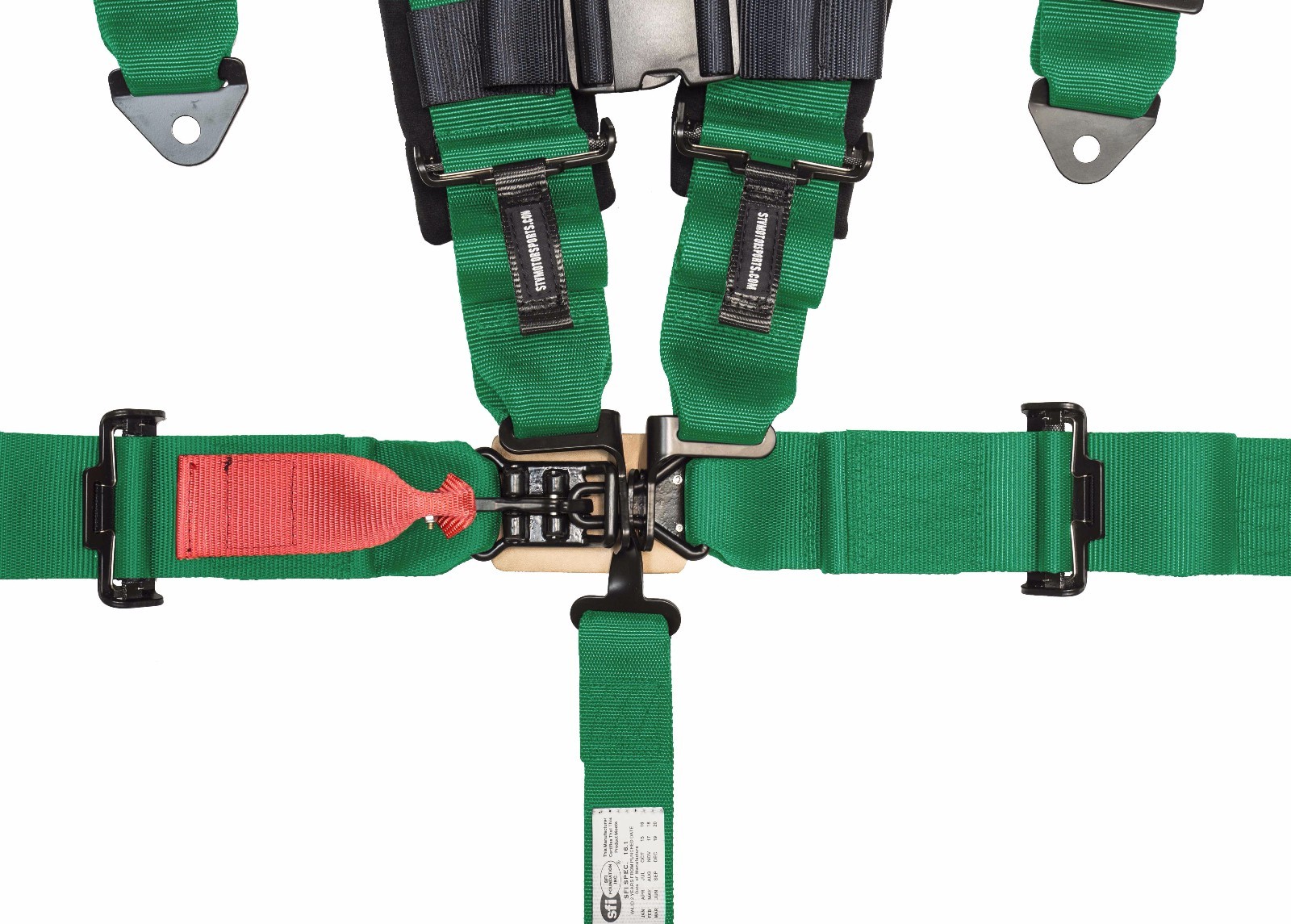 RACING HARNESS SEAT BELT 5 POINT 2 INCHES STRAPS GREEN SFI LATCH & LINK ...
