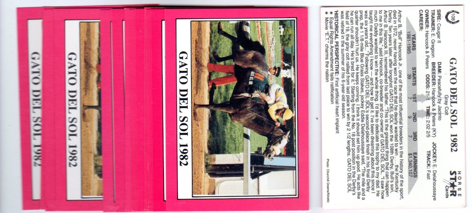 1X GATO DEL SOL 1990 Star KENTUCKY DERBY #108 Horse Racing NRMT+ | eBay