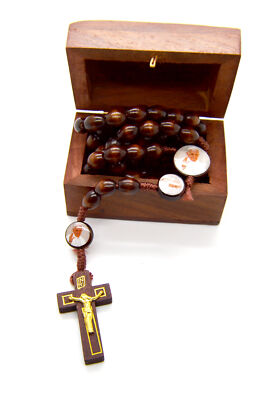 Pope Francis Wood Catholic Rosary Holy Card Pray for Us Blessing wooden ...
