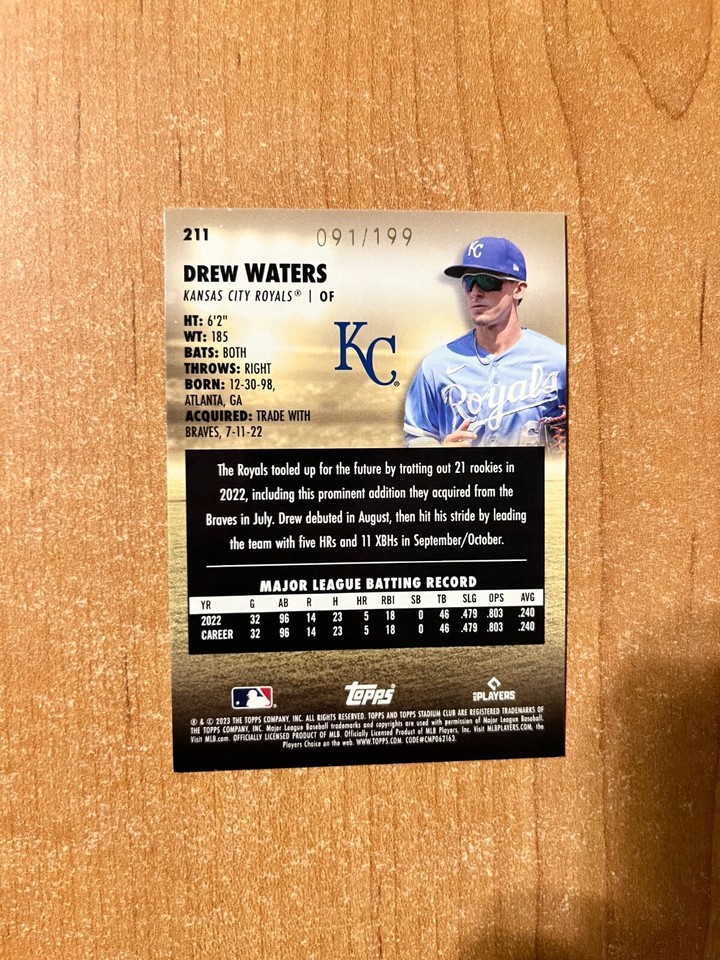 2023 Topps Stadium Club - Drew Waters - #211 Orange Foil Parallel #d ...
