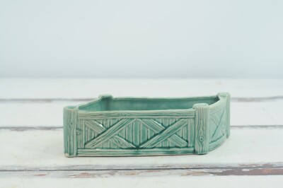 Vintage USA Planter #410 Bluegreen Pottery Glaze Rhombus Farm Fence ...