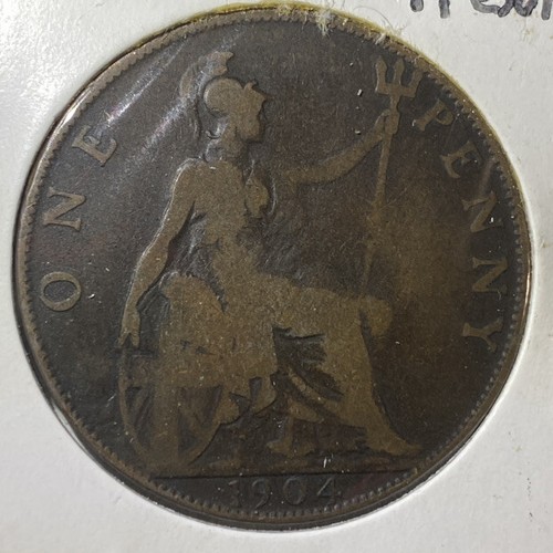 1904 GREAT BRITAIN One PENNY 119 YEARS OLD COPPER COIN Perfect LETTERS ...