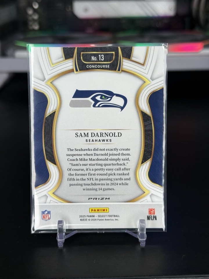 Panini 2025 Select #92 Sam Darnold Vikings Red & Green Shock Concourse ...