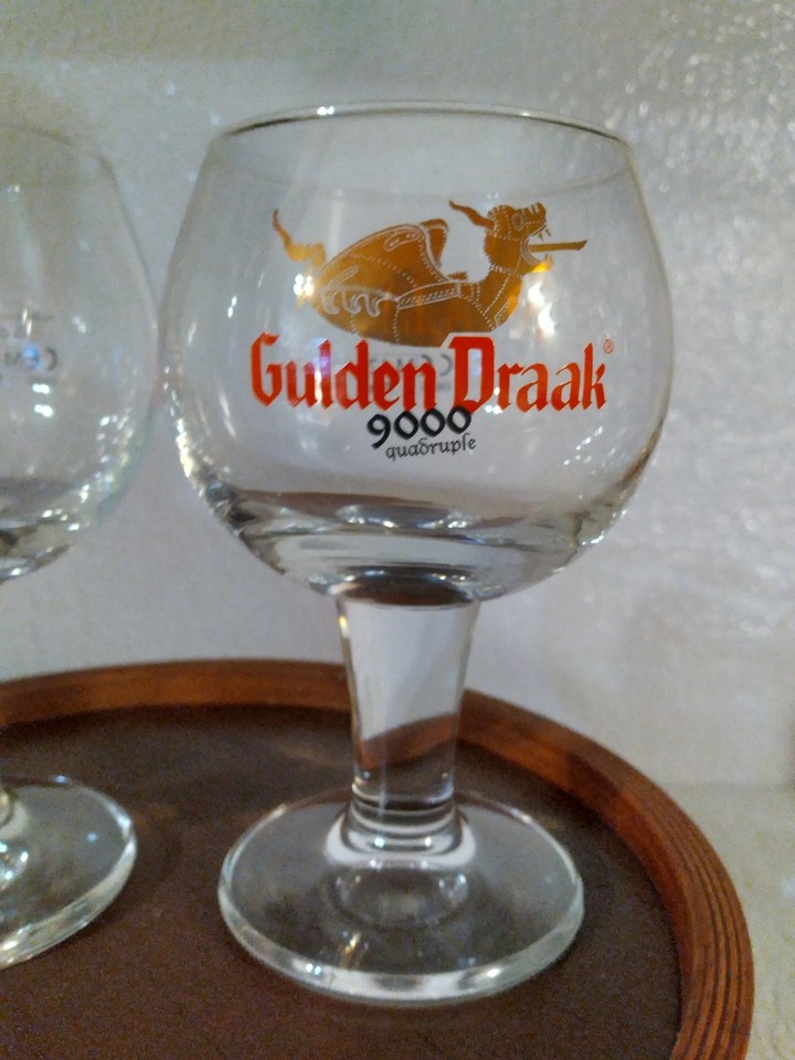 3 HTF GULDEN DRAAK 9000 QUADRUPLE BELGIAN BEER GLASS 15cl STEMMED | eBay