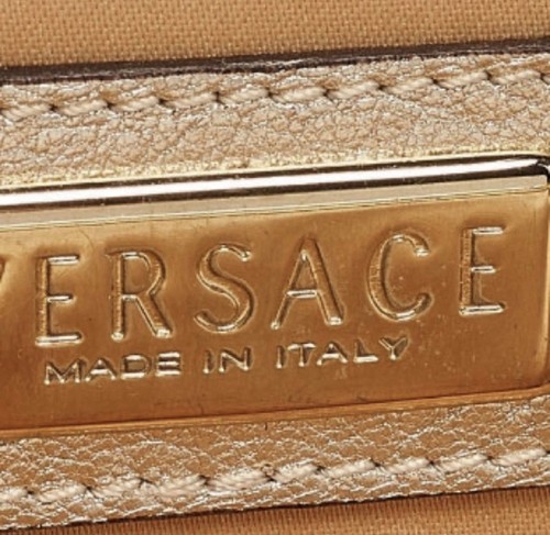 Versace Jacquard Logo Luxury Handbag With Chain Link And Leather Accent ...