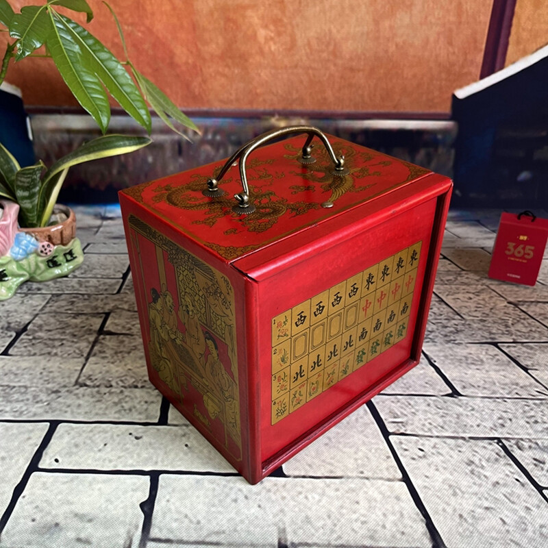Portable Vintage Mahjong 144 Tiles Game Mah-Jong set In wood 5 drawer ...