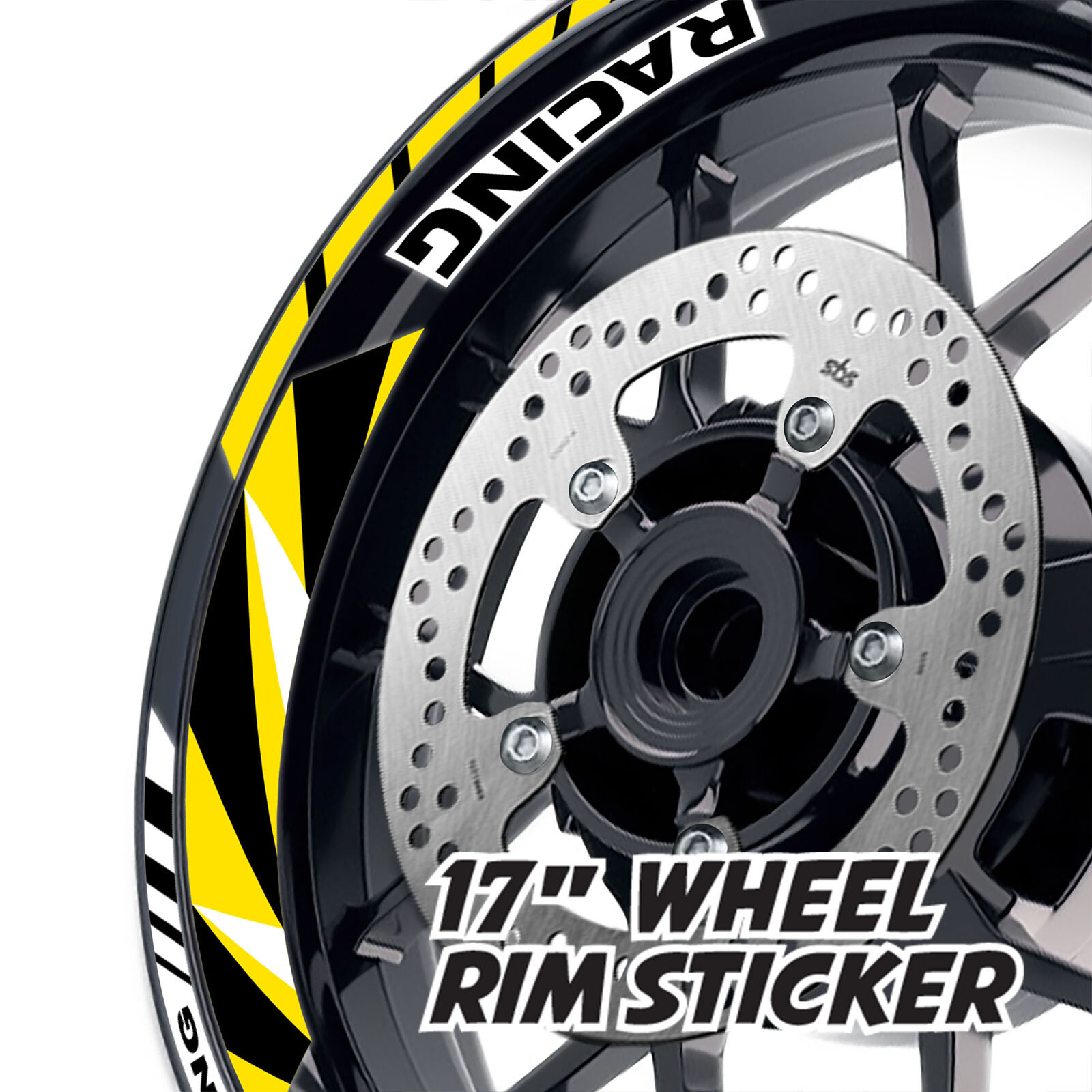 Yellow DIMA Graphic Wheel Stickers 17" For Yamaha FZ6R 09-17 16 15 14 ...