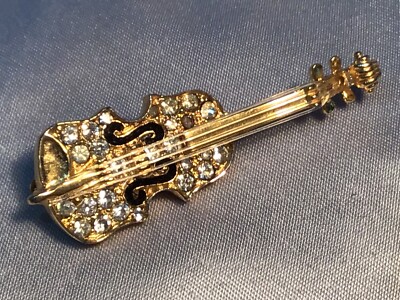 Vtg Signed Carina Violin Cello Fiddle Jeweled Pin Brooch Scatter ...