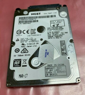 HGST 500GB SATA Laptop Hard Drive 5400RPM 2.5" HTS545050A7E680 - Tested ...