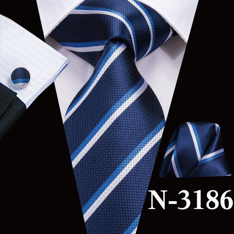 Men's Tie Classic Wedding Necktie and Pocket Square Cufflinks Set ...