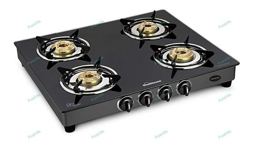 Sunflame Diamond Top 4 Burner Gas Stove BK Glass Iron Black Color Best ...
