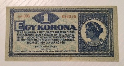 1920 Hungary 1 Corona Vintage Bank Note Antique European Currency | eBay
