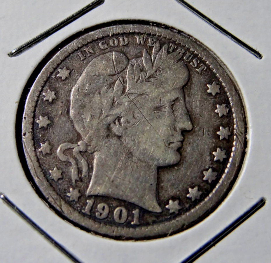 1901 (P) Barber Quarter 90% Silver US Coin | eBay