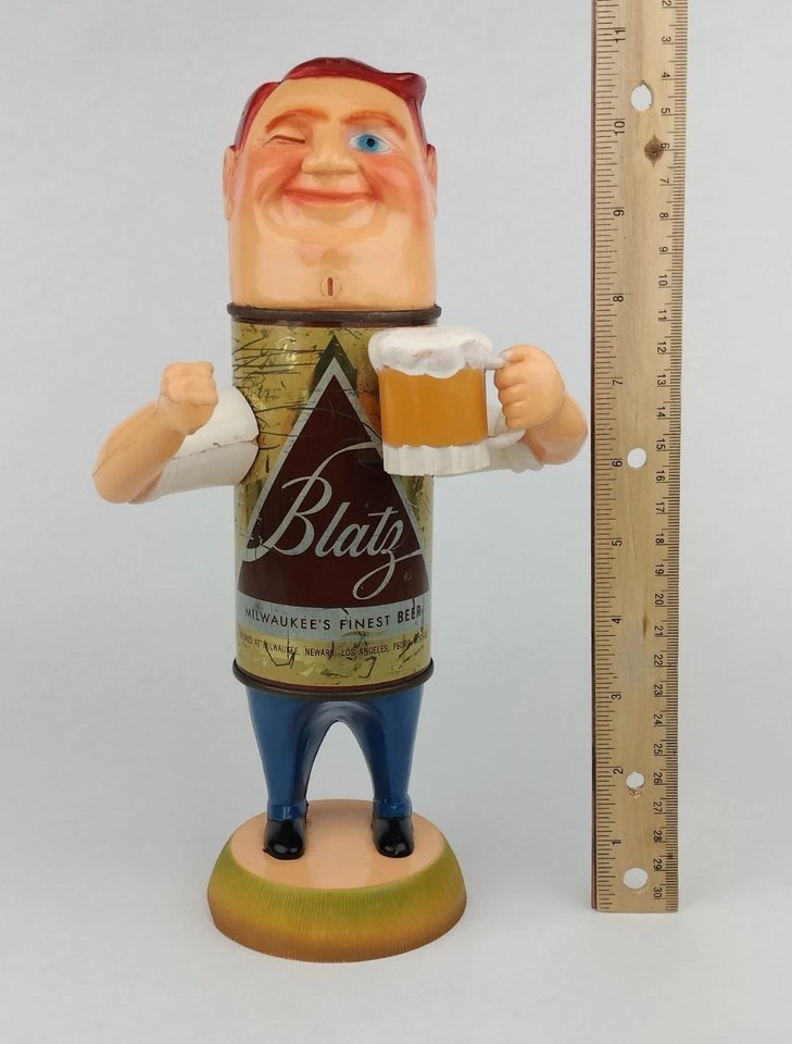 BLATZ BEER CAN MAN FIGURE Vintage Beer Advertising Bar Display No Flag ...
