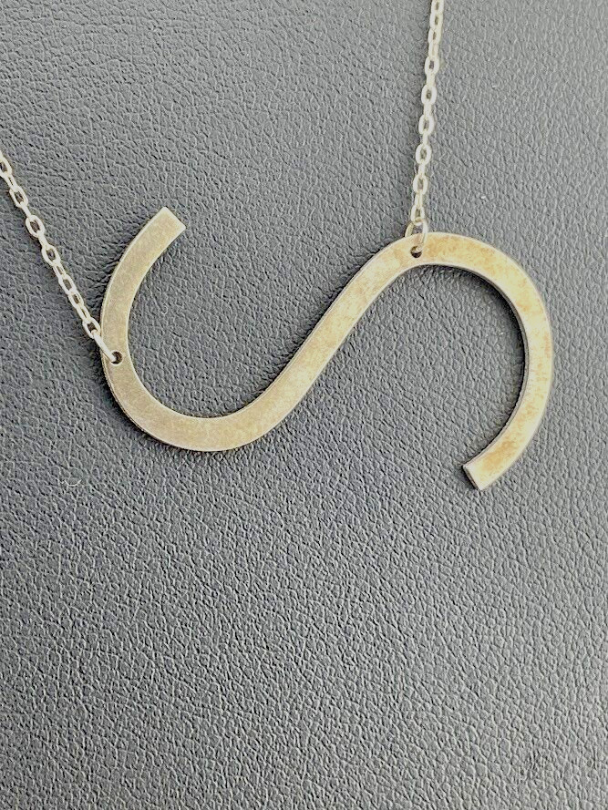 925 STERLING SILVER SIDEWAYS LETTER S CURVES NECKLACE… - Gem