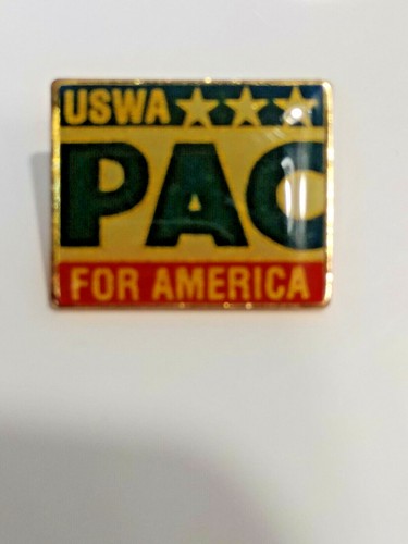 USWA (United Steelworkers) PAC For America gold/enamel lapel pin 1"-JWU ...